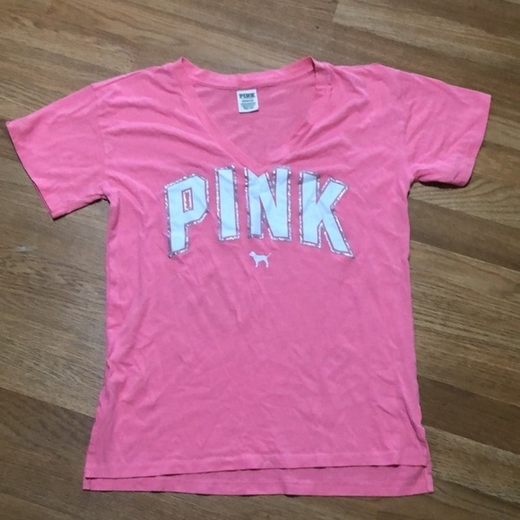 PINK Victoria's Secret | Tops | 28 Vs Pink V Neck Tshirt S | Poshmark